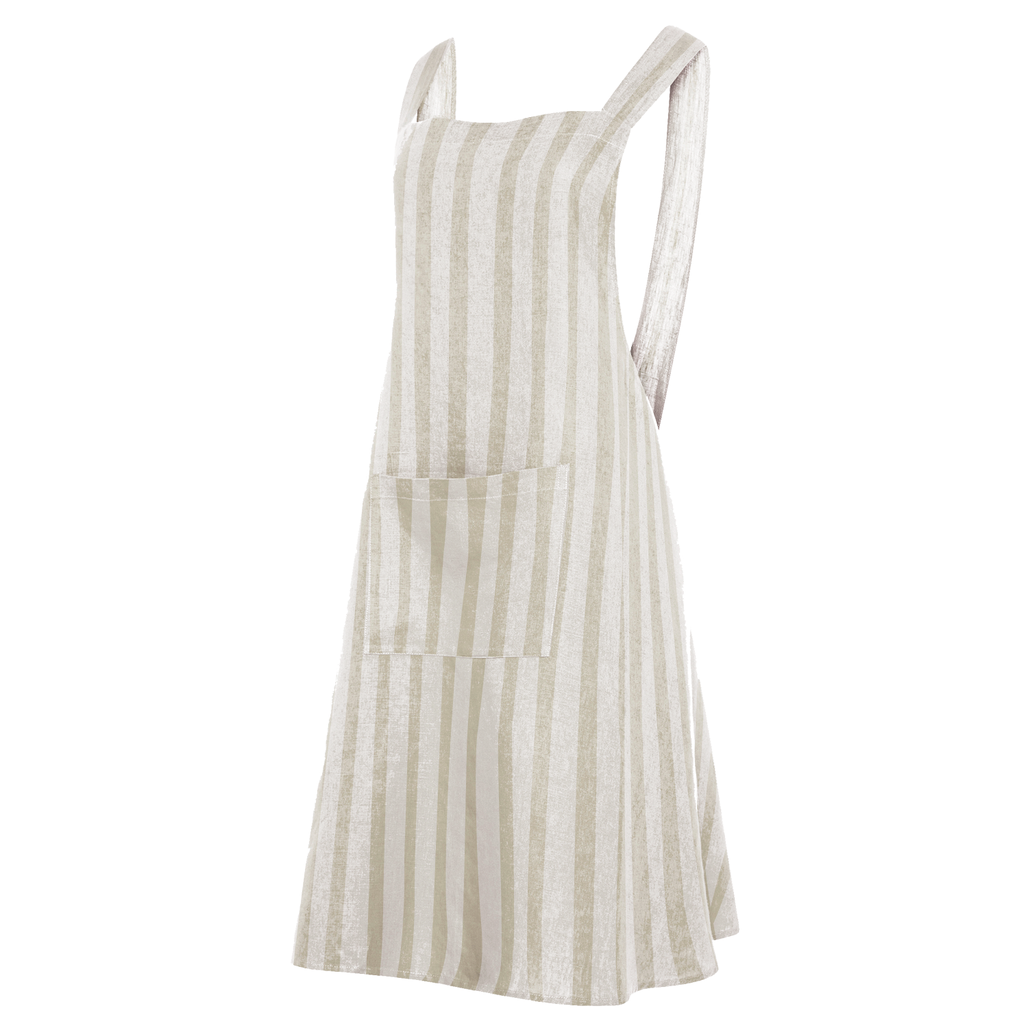 LINEN PINAFORE STYLE APRON IN NATURAL STRIPE – High Country Home